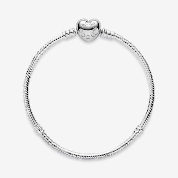 Pandora | Jewelry | Pandora Moments Heart Clasp Snake Chain Bracelet ...